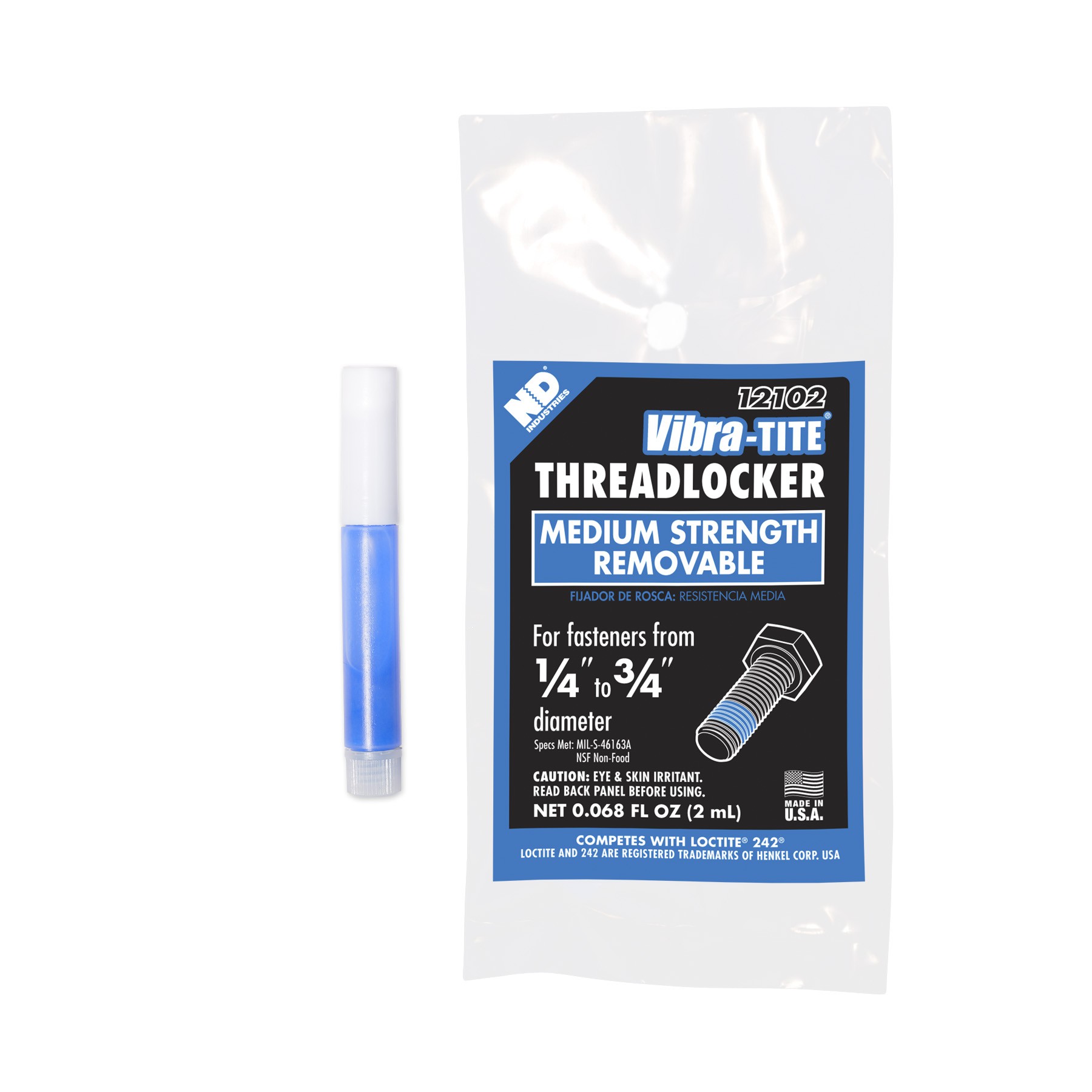 Vibra-Tite Blue Medium Strength Threadlocker 2ml Tube » Tenda Canada