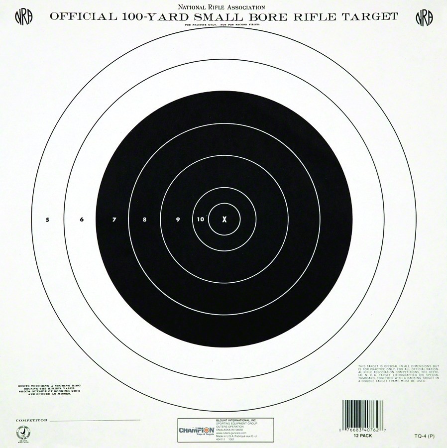 Champion - NRA 100 Yard Small Bore Rifle - 12 Paper Targets » Tenda Canada