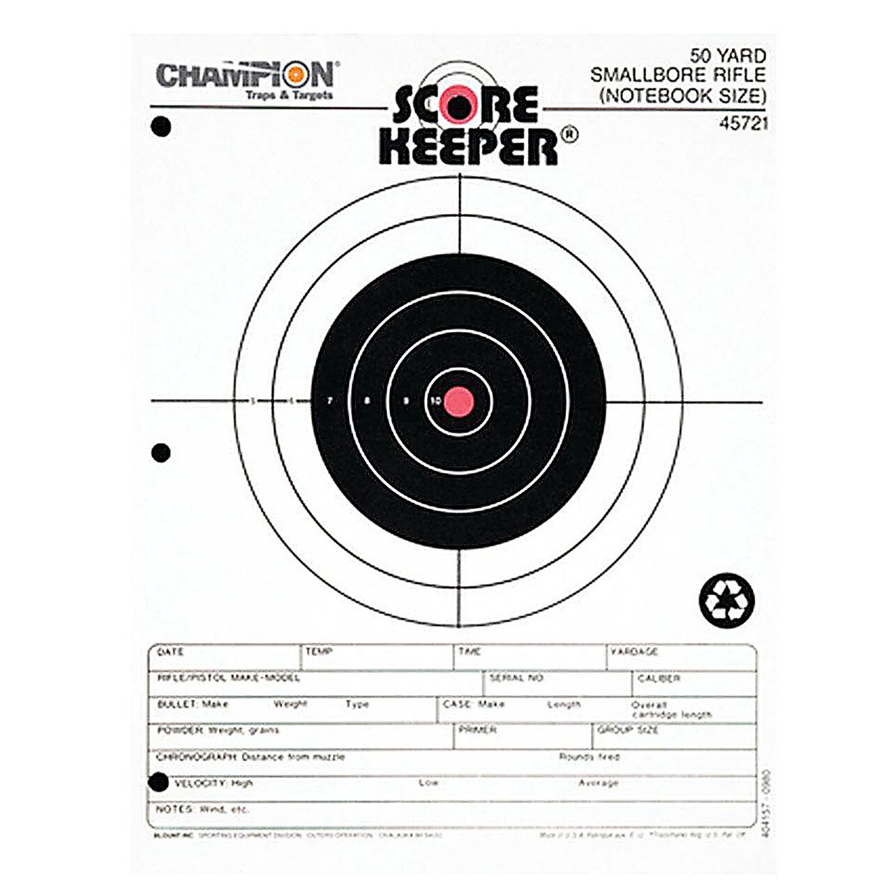 Champion Score Keeper 50 Yd Small Bore Paper Target Orange Bull Pack of ...