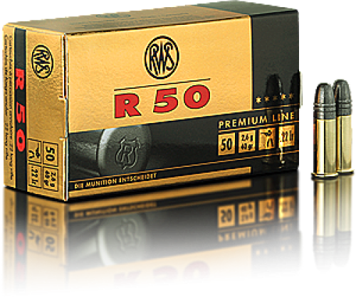 RWS R50 High Precision 22LR 40Gr Lead Round Nose Ammunition Box of 50 ...