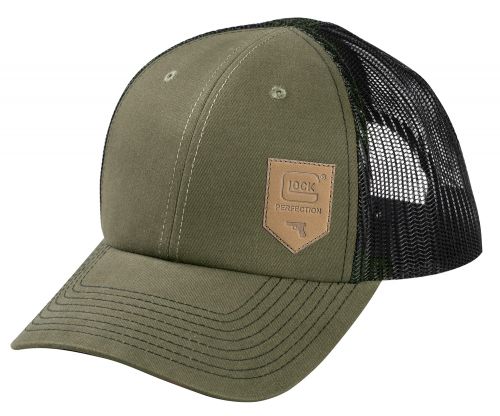 Glock Olive Leather Patch Trucker Hat » Tenda Canada