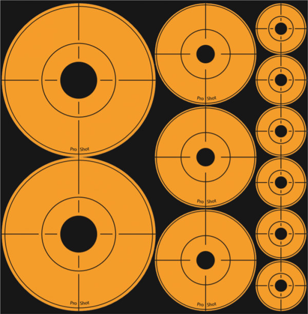 Pro-Shot Assorted 1", 2", & 3" Orange Targets (Peel & Stick) - ASSORTED ...