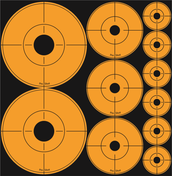 Pro-Shot Assorted 1", 2", & 3" Orange Targets (Peel & Stick) - ASSORTED ...