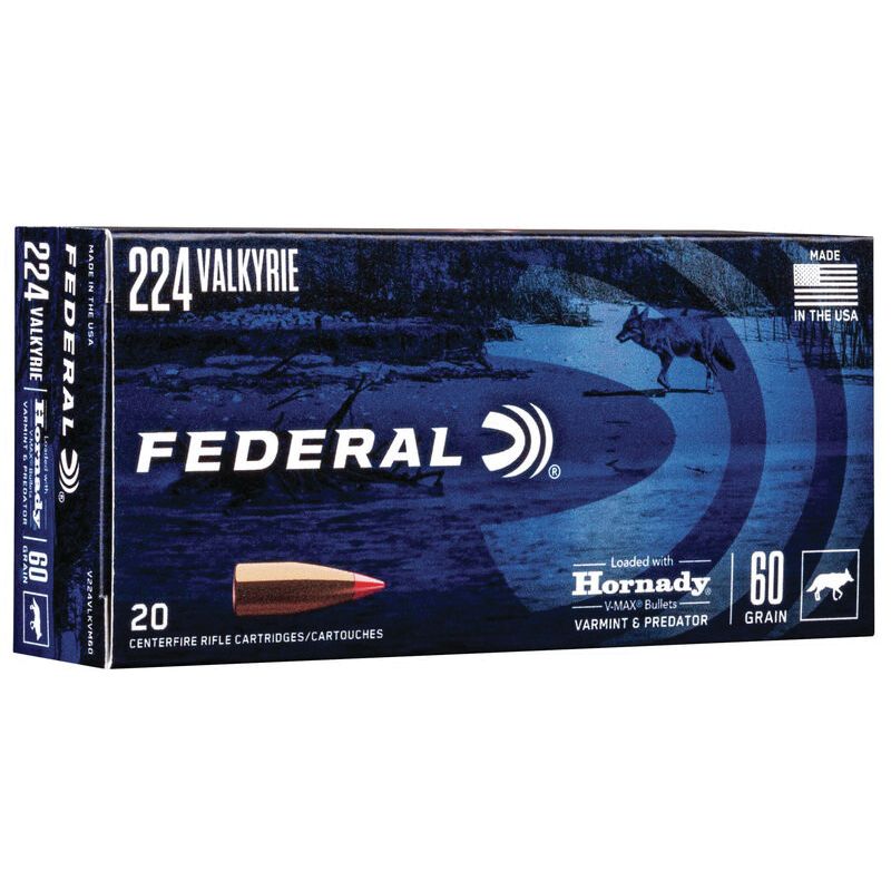Federal Varmint & Predator 224 Valkyrie 60 gr Hornady V-Max Box of 20 » Tenda Canada