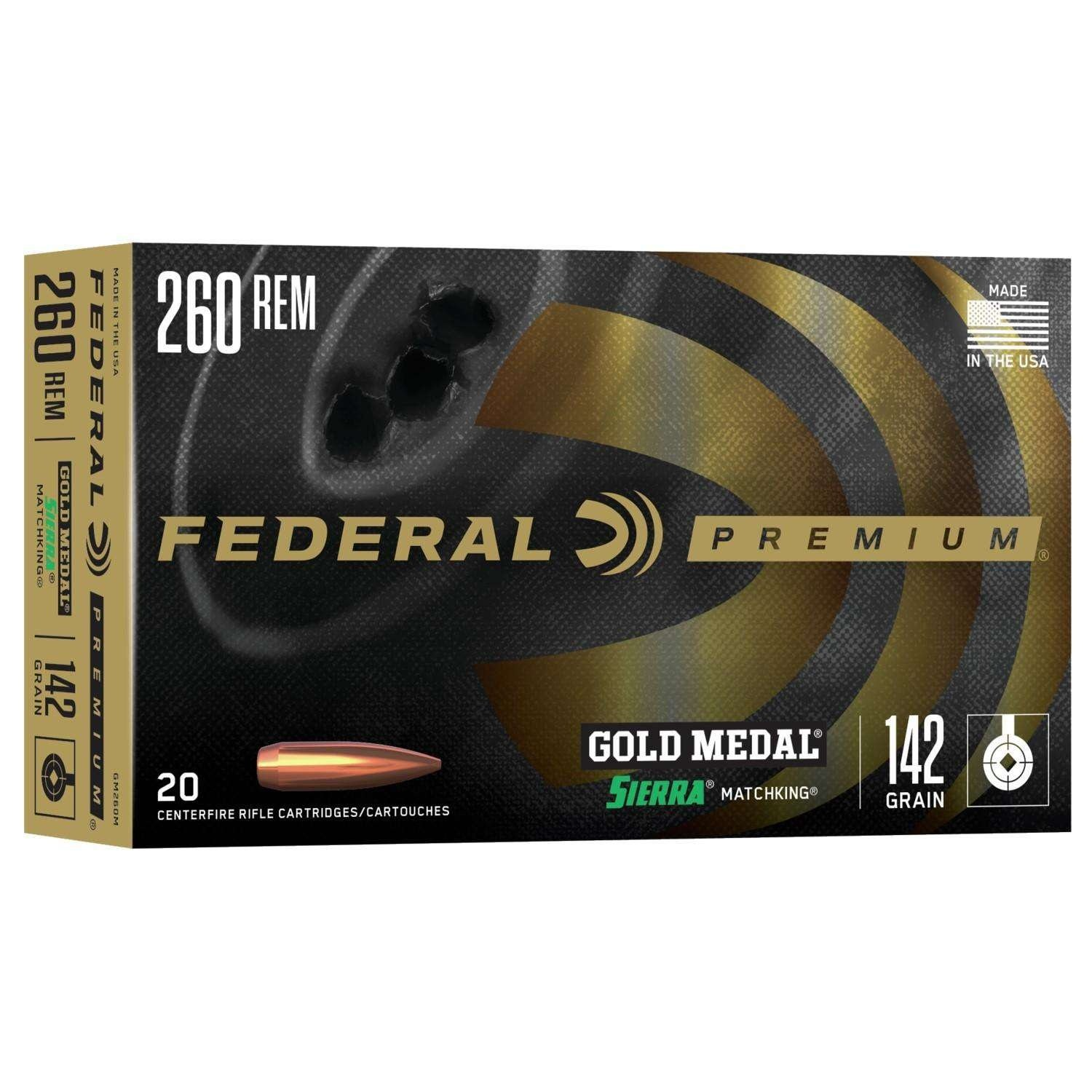 Federal Gold Medal 260 Rem 142gr Sierra MatchKing BTHP Box of 20 | Buy ...