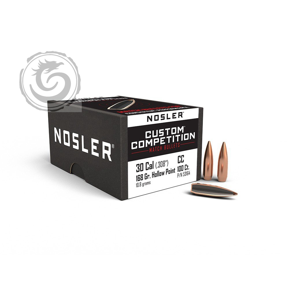 Nosler Custom Competition 30 Cal (.308 Dia.) 168 Gr HPBT Bullets Box of ...