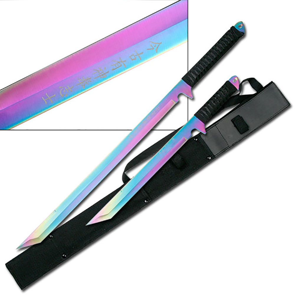 BLADESUSA – Twin Rainbow Titanium Treated Ninja Swords Set With ...