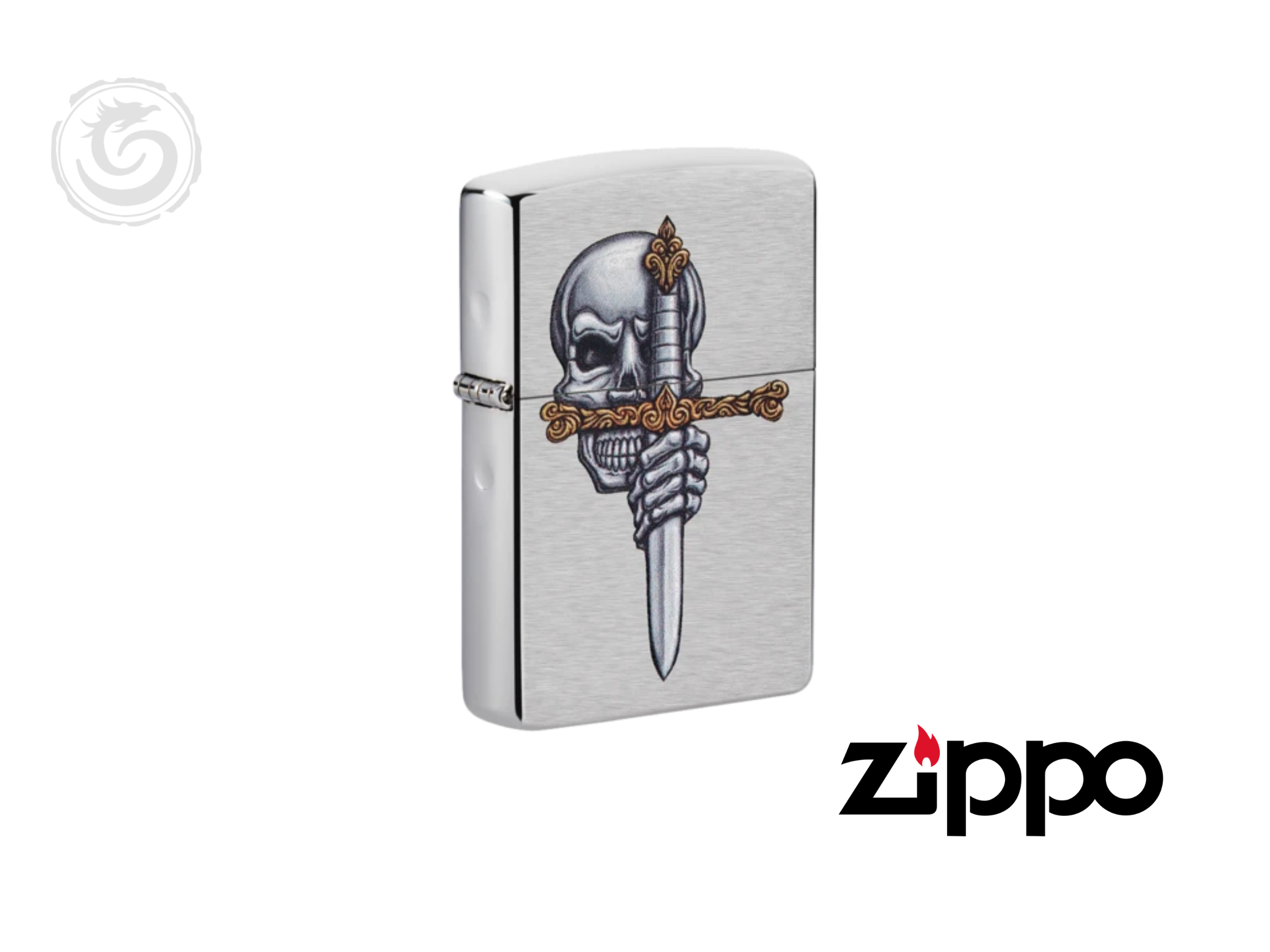 ZIPPO - Sword Skull Design Brushed Chrome Windproof Lighter - 49488 ...