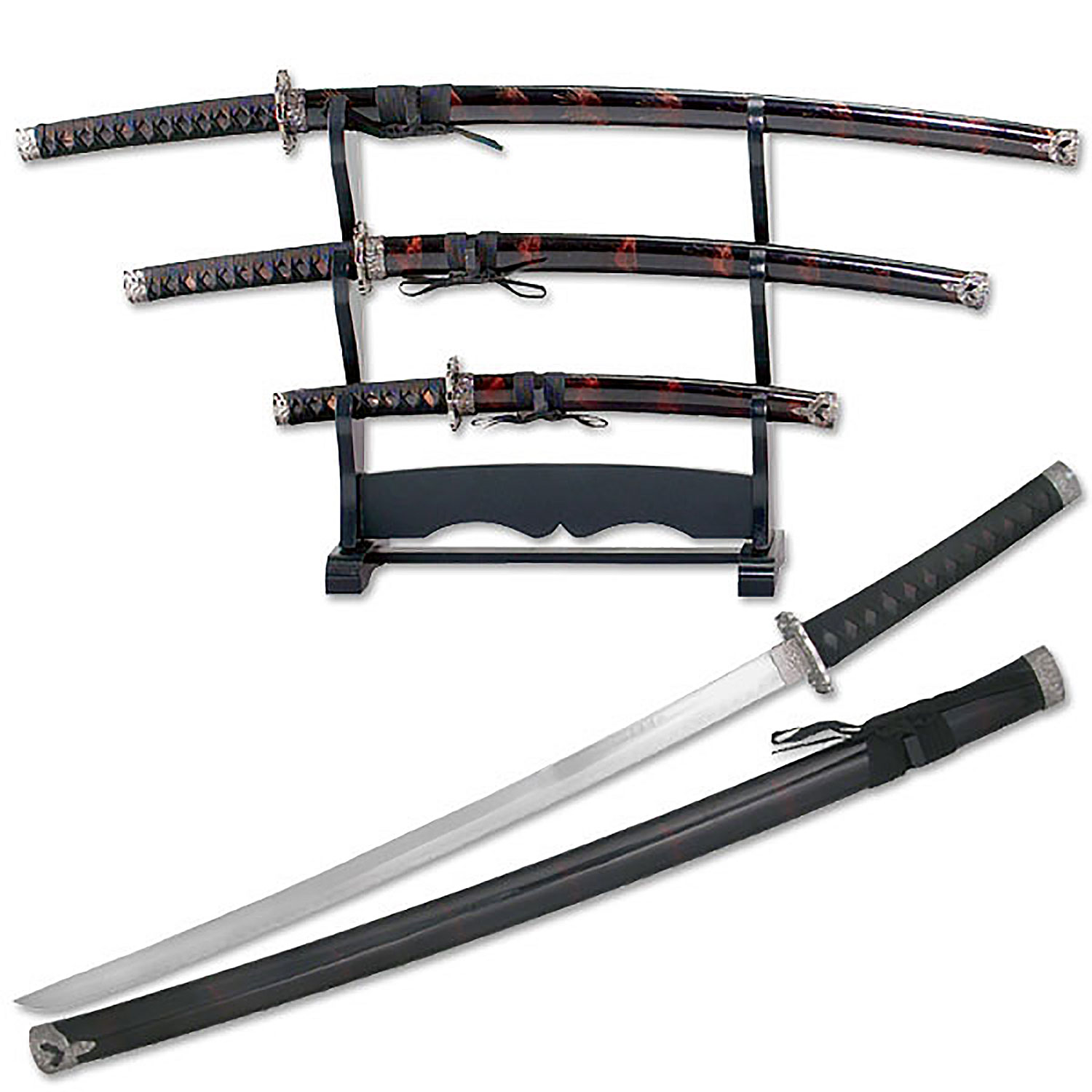 Master Samurai Katana Swords Set with Stand-Red » Tenda Canada