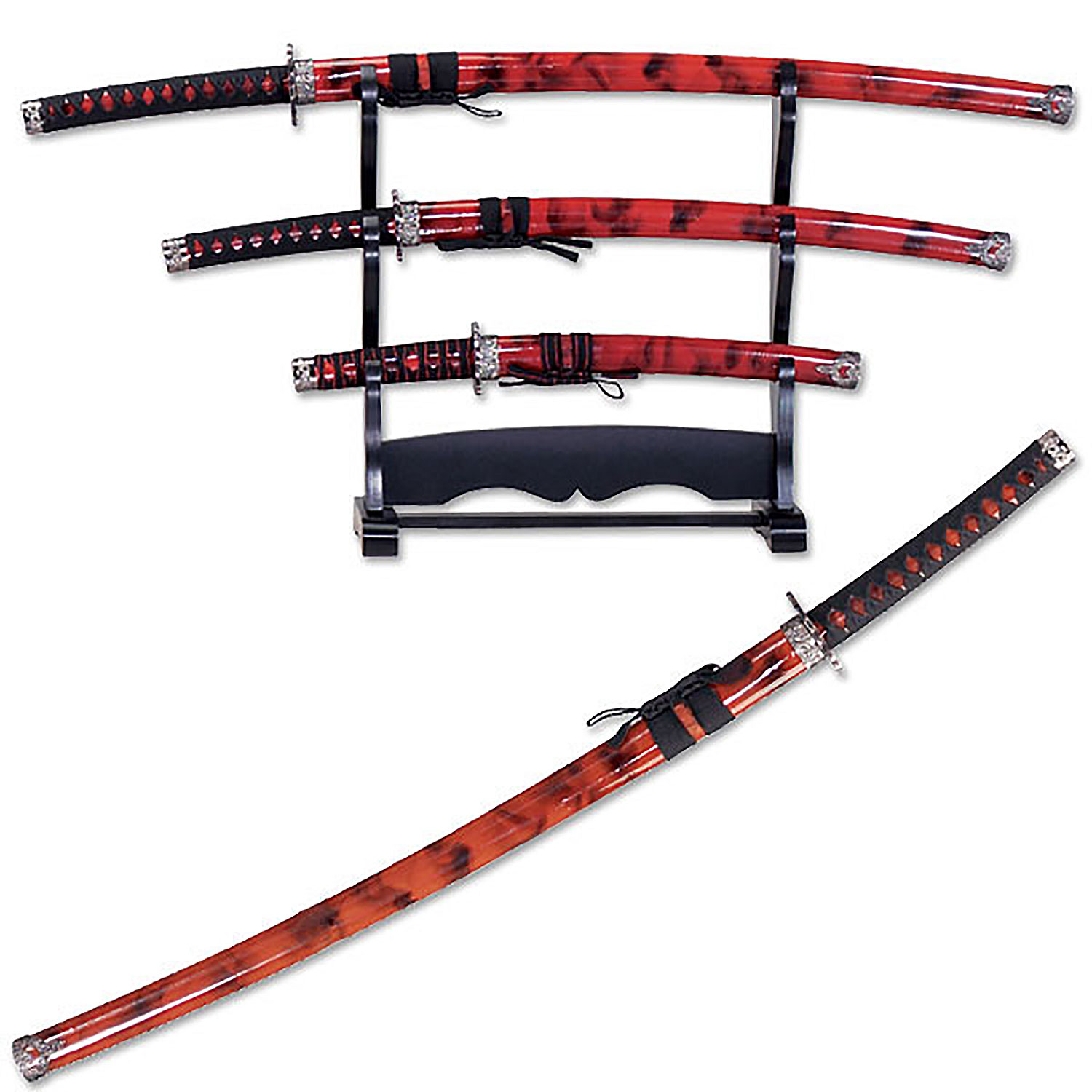 Master Samurai Swords Set 40" Overrall Black & Red » Tenda Canada
