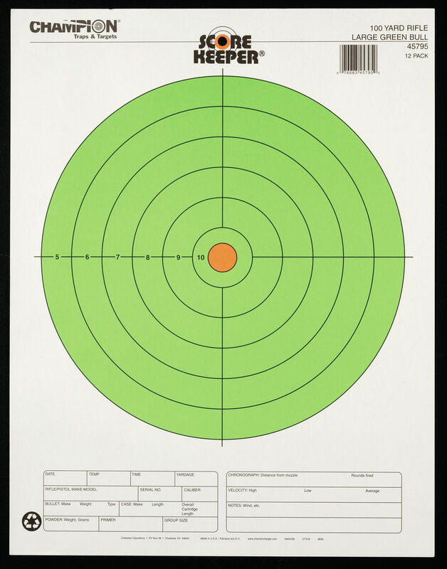 Champion Score Keeper Fluorescent Green Bull Targets, Pack of 12 | Buy ...