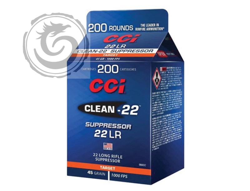 CCI Clean-22 Suppressor 22 LR 45 Gr LRN Box of 200 » Tenda Canada