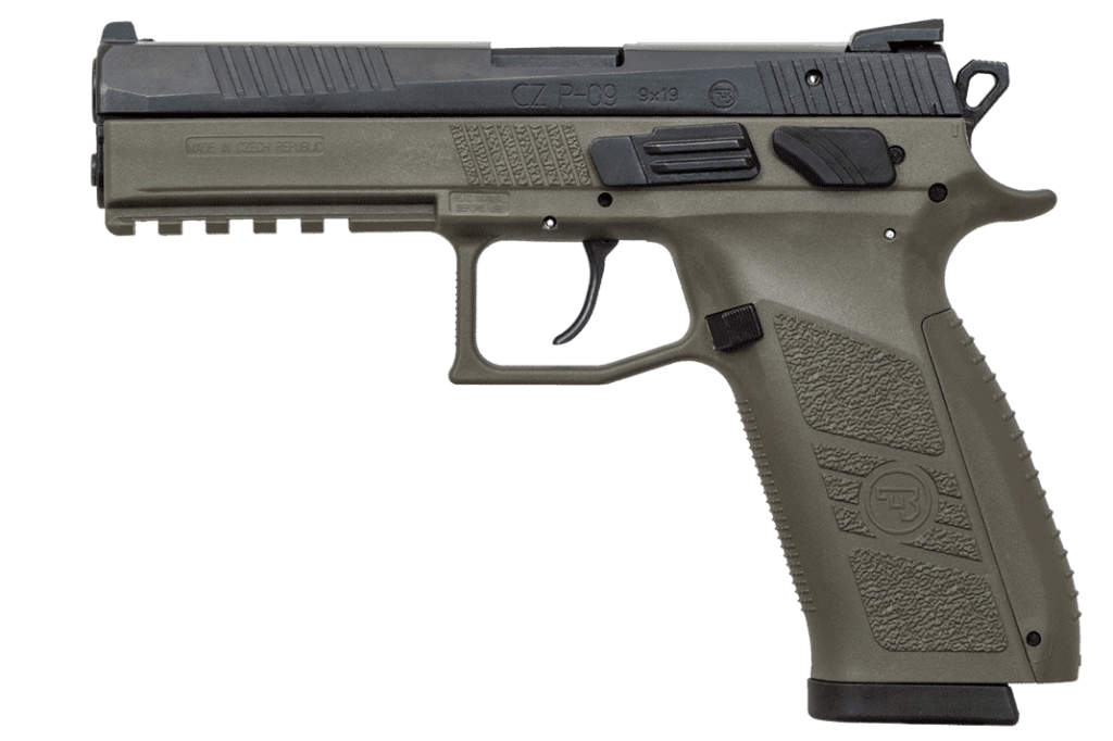 CZ P-09 9mm Pistol W/Decocking & Manual safety-OD Green » Tenda Canada