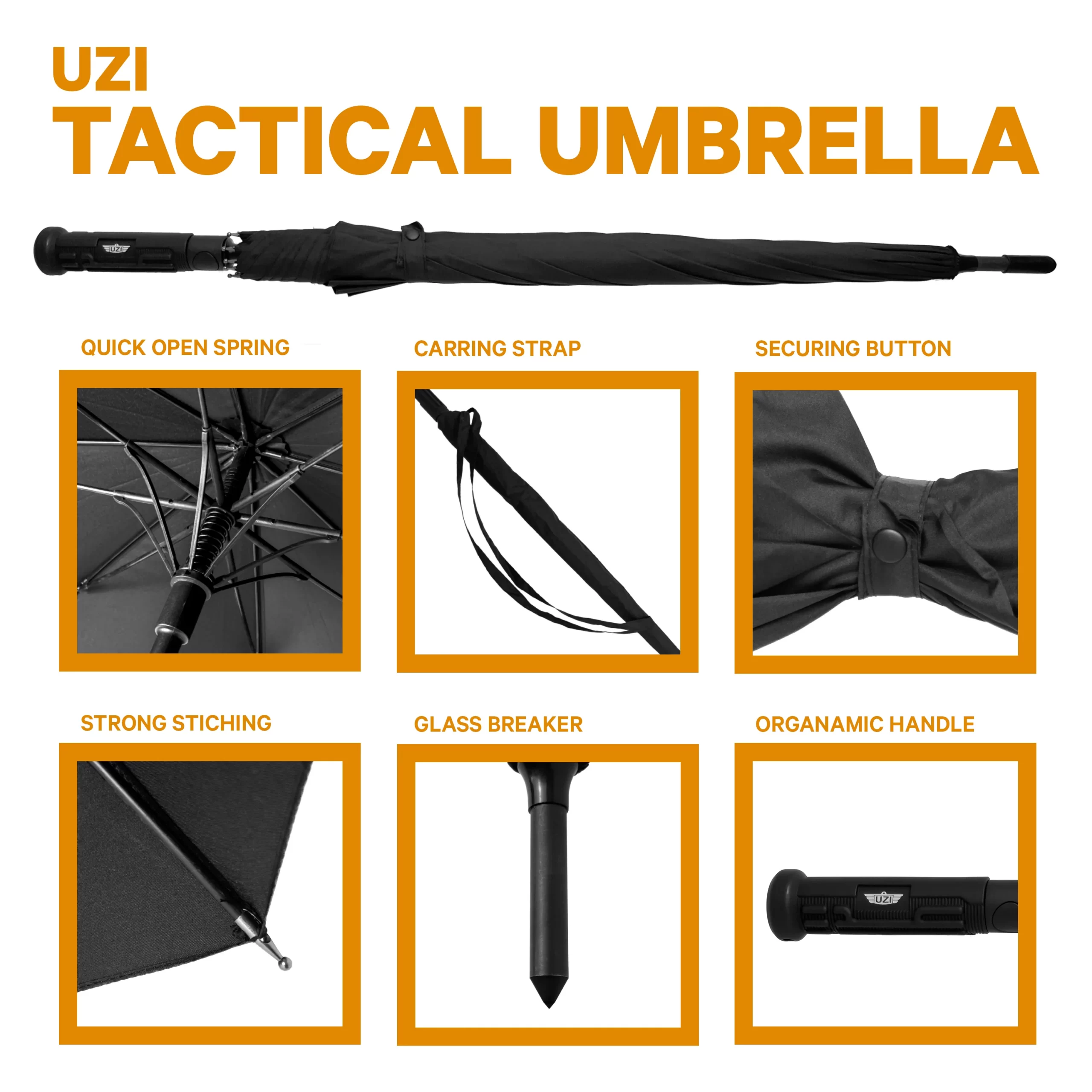 UZI Tactical Umbrella W/ Carbide Tip Glass Breaker » Tenda Canada