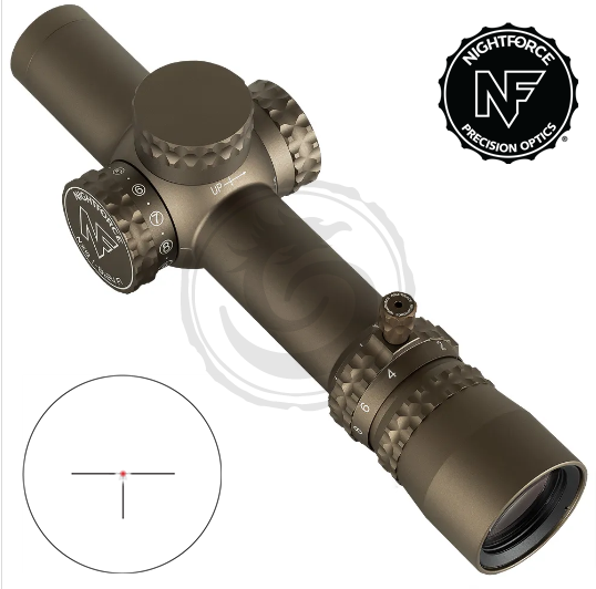 Nightforce NX8 1-8x24mm F1 .2 MRAD PTL FC-DMX Dark Earth Riflescope w ...