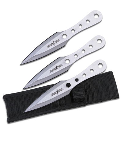 PERFECT POINT - Set of 3 Silver Blade Throwing Knives » Tenda Canada