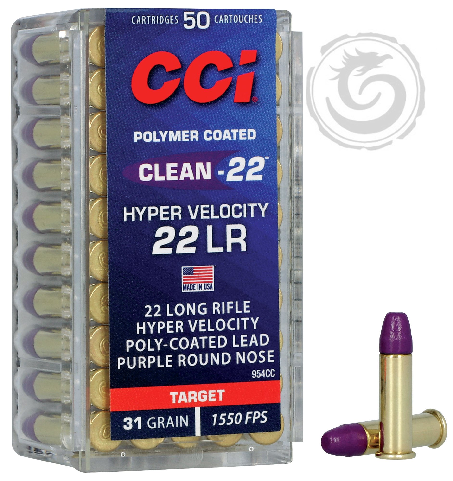 CCI Clean-22 Hyper Velocity 22 LR 31 Gr Purple Poly-Coated LRN Box of ...