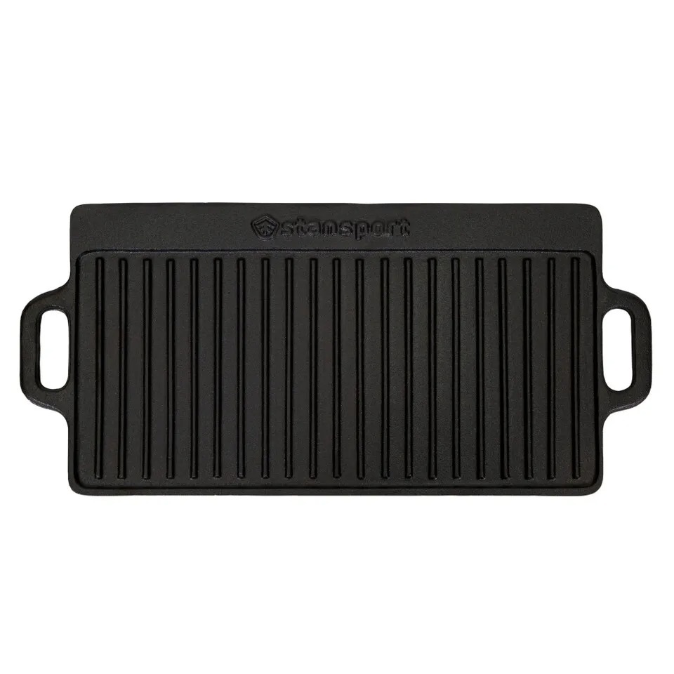 STANSPORT PRE-SEASONED CAST IRON GRIDDLE WITH REVERSIBLE COOKING ...