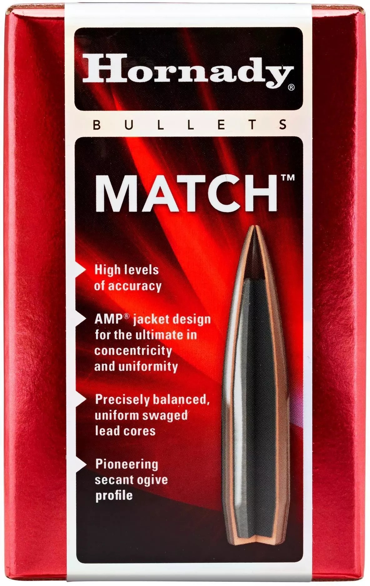 Hornady Match 30 Cal (.308 Dia.) 168 Gr HP BT Rifle Bullets Box of 100 ...