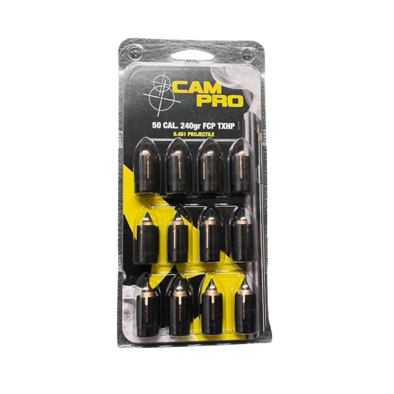Campro 50 Cal (.451 Dia.) 240 Gr TXHP FCP Muzzleloader Bullets Box of ...