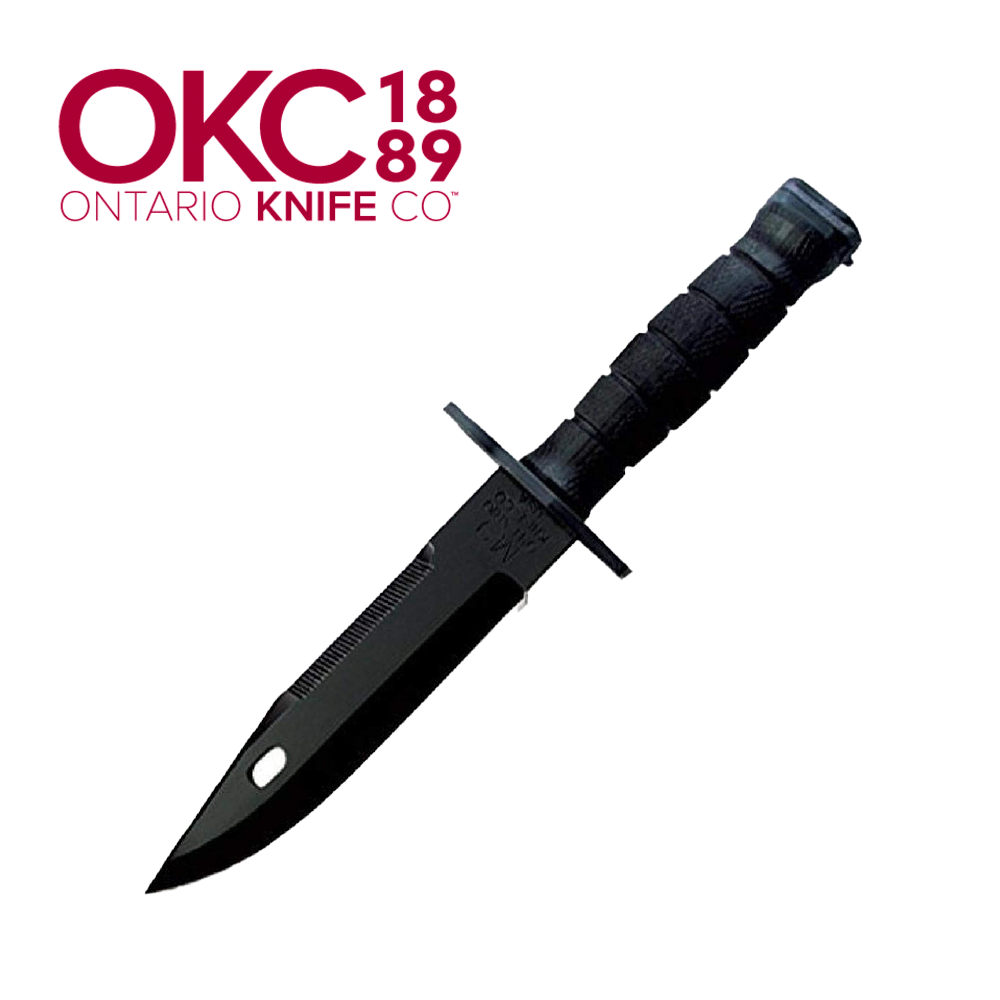 Ontario Knife - M9 Bayonet Fixed Blade, Black Handle w/ Nylon Sheath ...