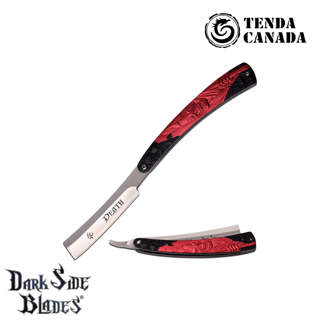 Dark Side Blades - Razor Style Folding Pocket Knife, Red & Black Grim ...