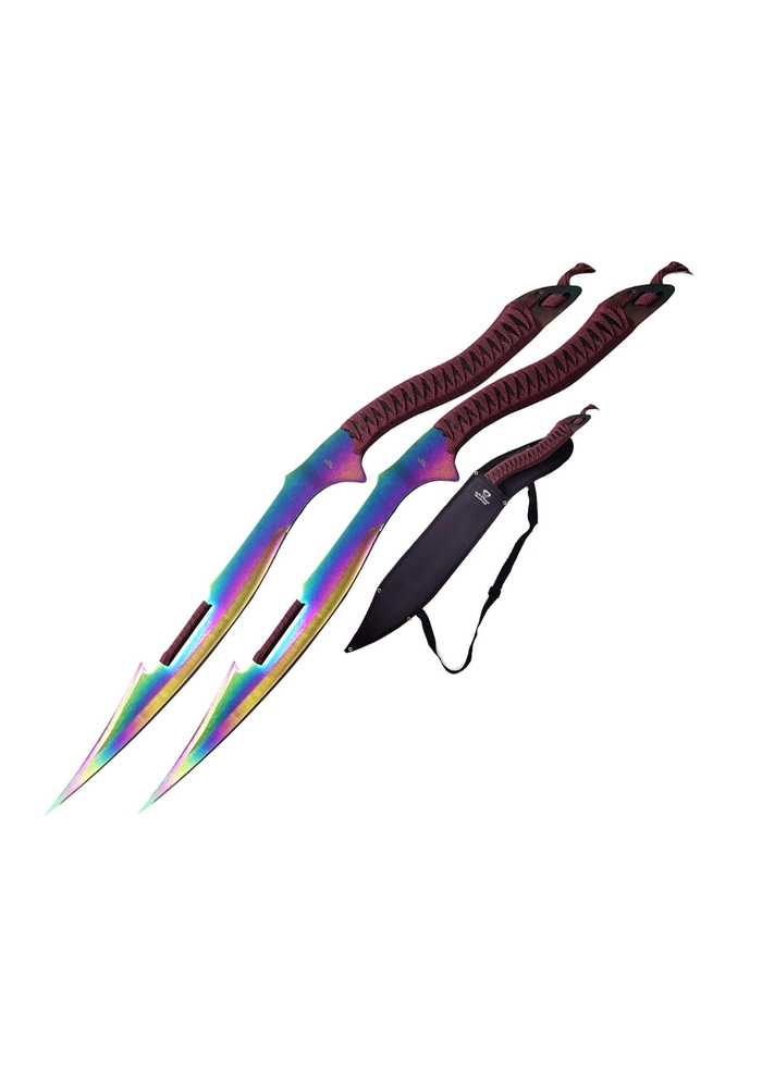Snake Eye - Ninja Twin Machete 25″ w/ Sheath, Rainbow Metallic | Buy in ...