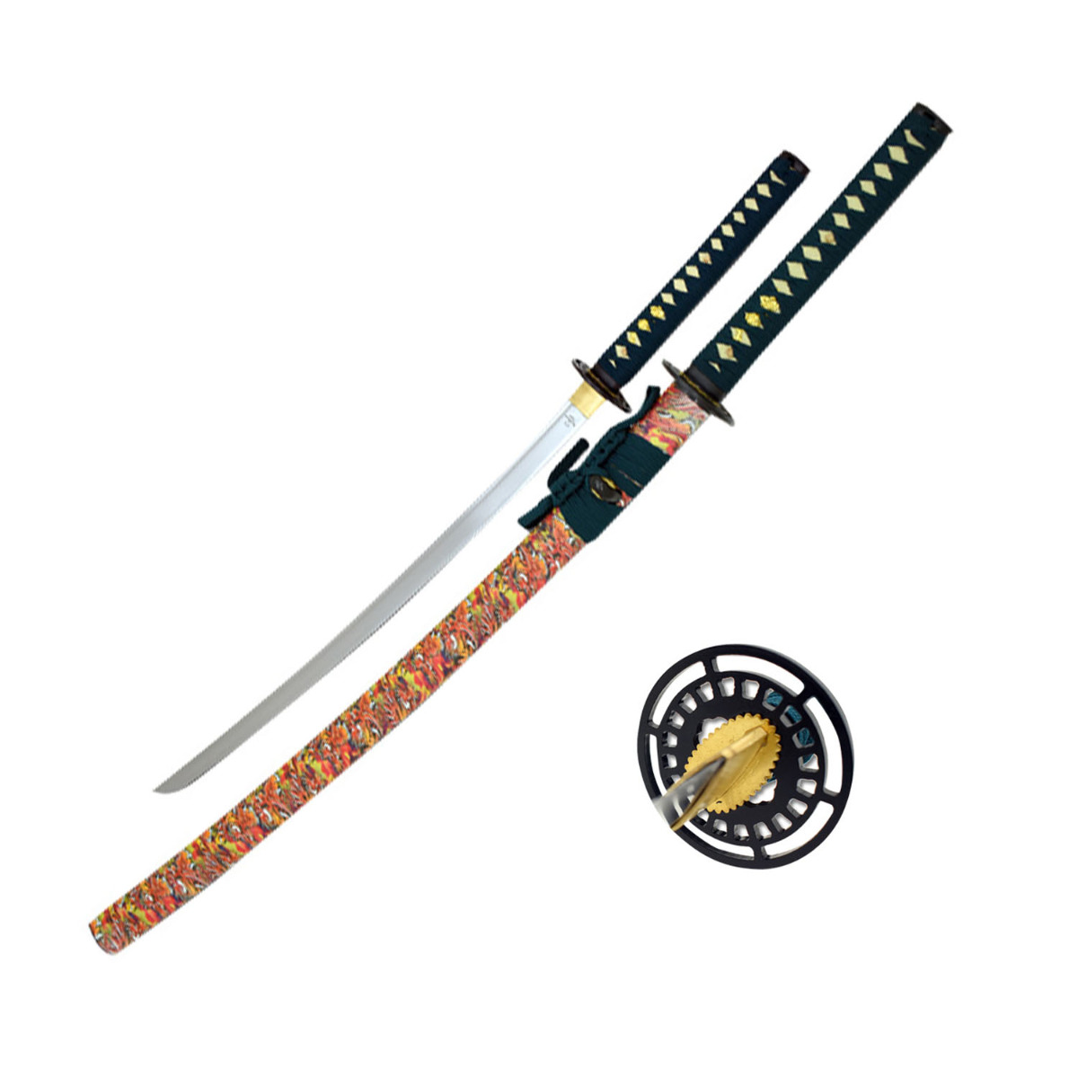 Snake Eye - Handmade Samurai Katana Sword 41", Orange Mix » Tenda Canada