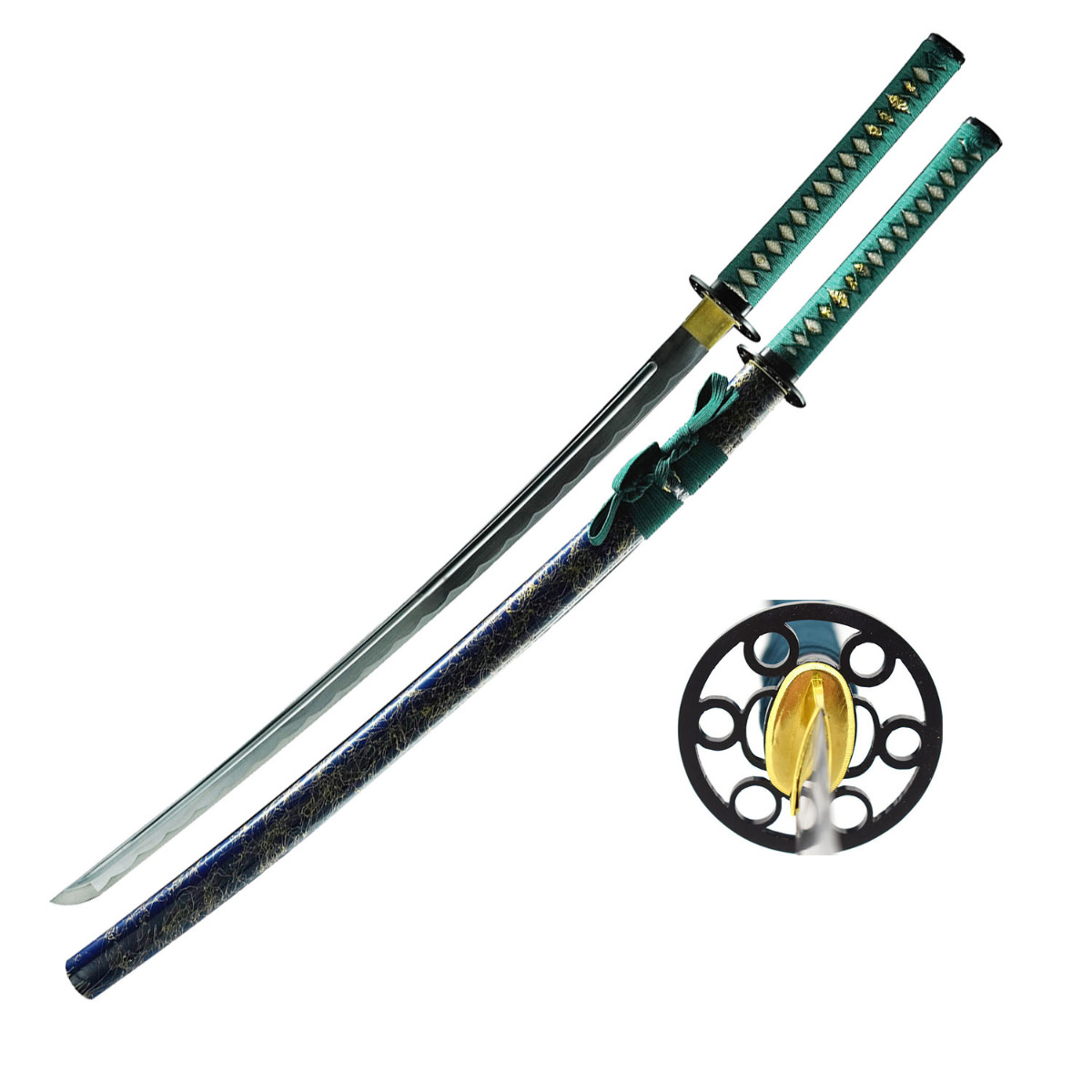 Snake Eye - Handmade Samurai Katana Sword 41", Deep Teal - Circular ...