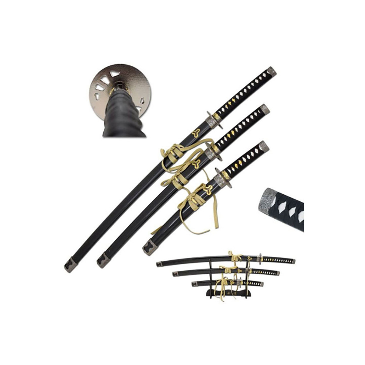 Snake Eye – Highlander Dragon Samurai Katana Sword Set of 3, Black ...