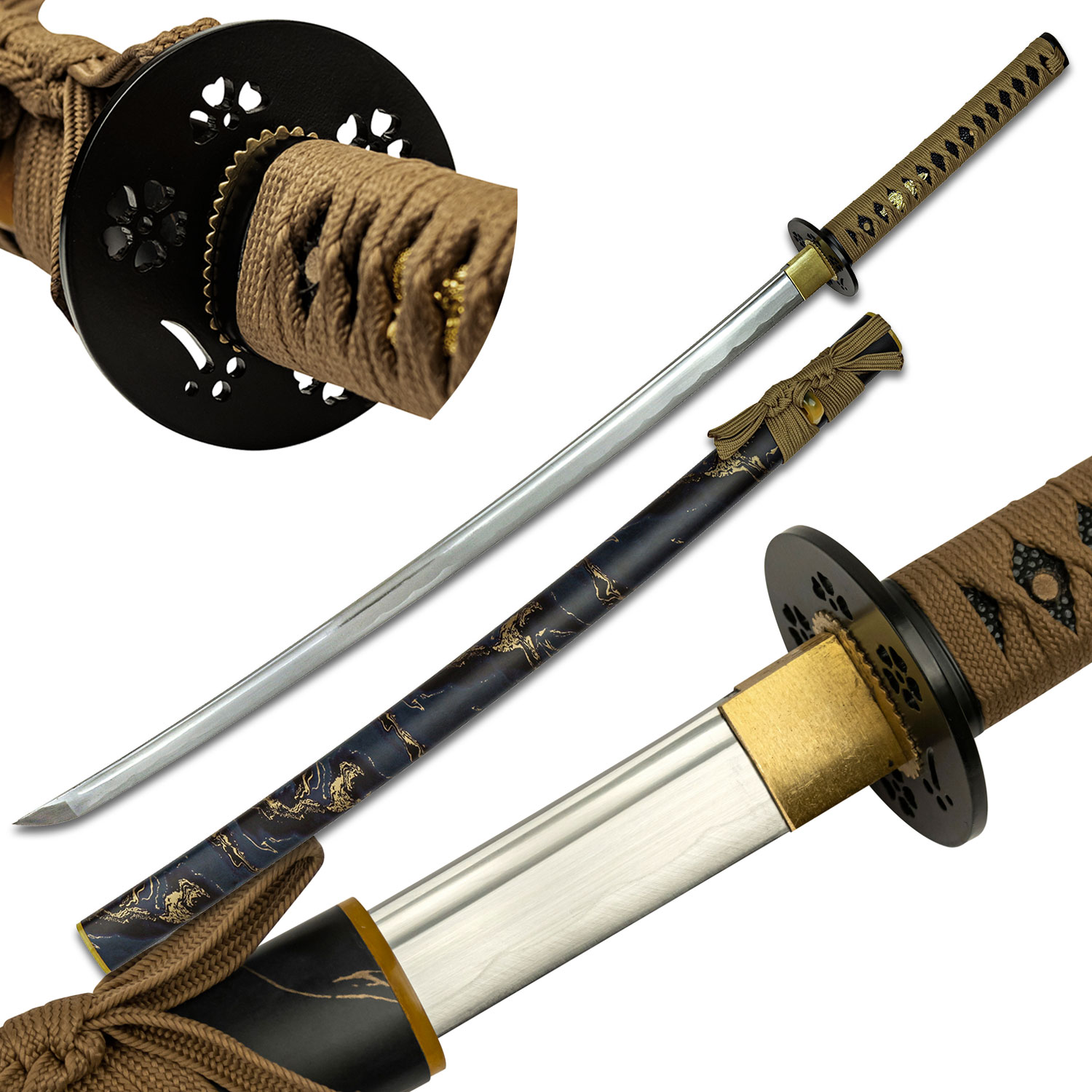 BladesUSA - Marbled Golden Samurai Katana Sword 40" » Tenda Canada