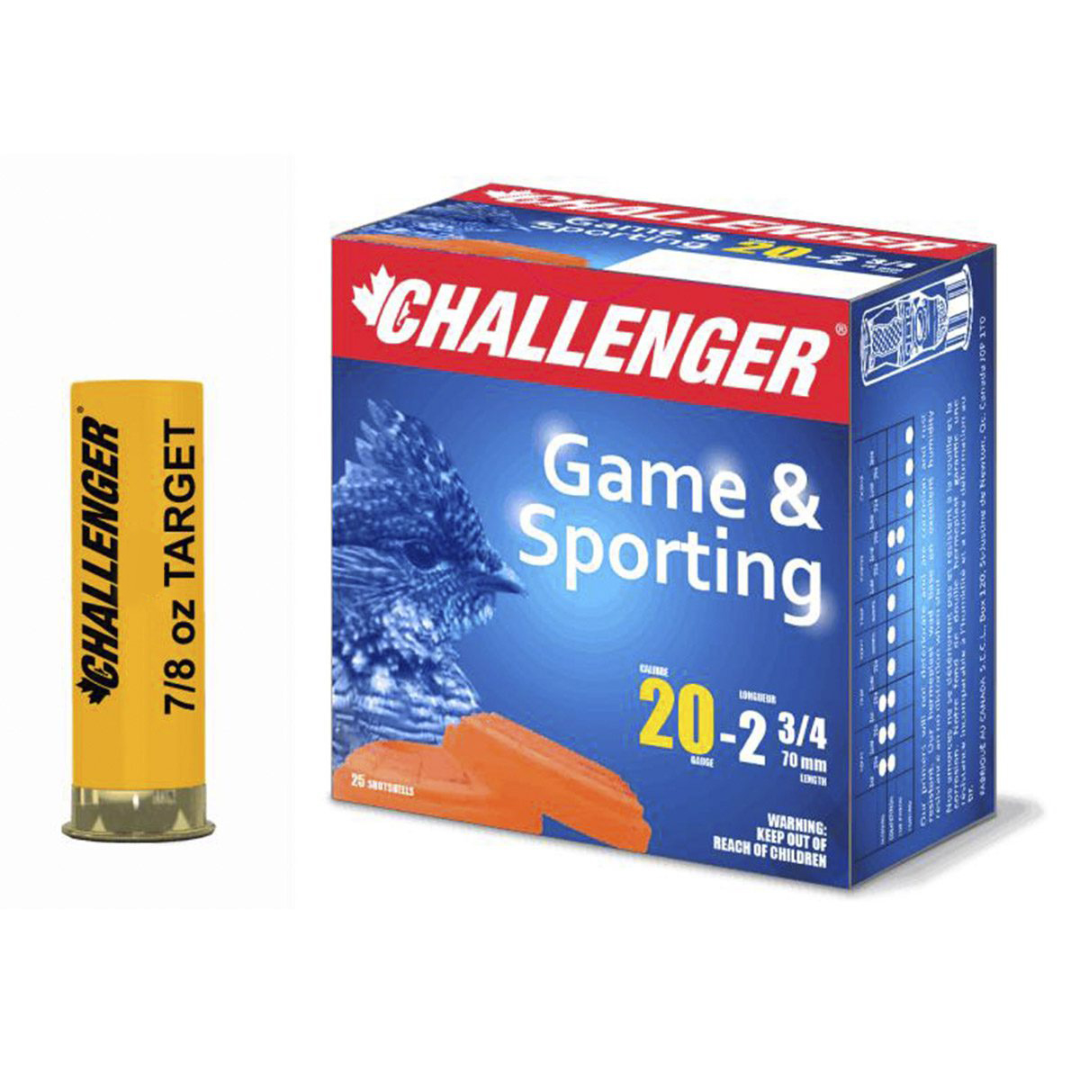 Challenger Target Load 20 Ga, 2-3/4", 7/8oz #7.5 Box of 25 » Tenda Canada