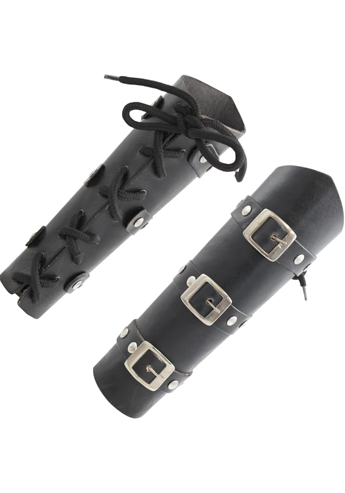 Medieval Warrior – Black Faux Leather Arm Guard Pair - ARM-GRD-BK ...