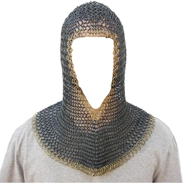 Medieval Warrior – Bronze Black Chainmail Coif Armor - COIF-BLK-BRS ...