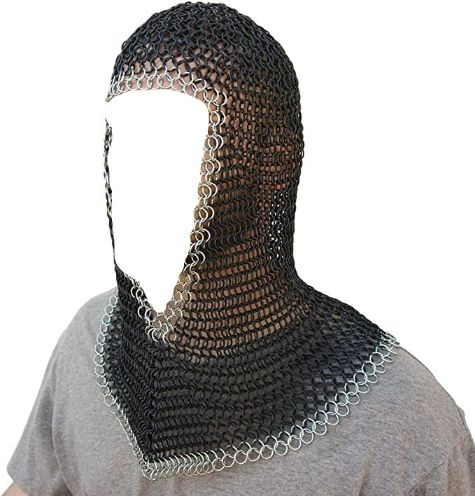 Medieval Warrior – Sliver Black Chainmail Coif Armor - COIF-BLK » Tenda Canada