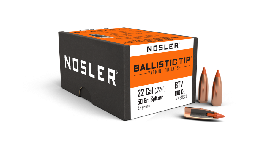 Nosler Ballistic Tip Varmint 22 Cal (.224 Dia.) 50 Gr Spitzer Orange ...