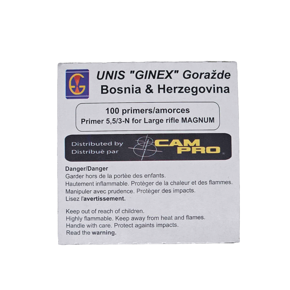 Campro Ginex Large Rifle Magnum Primer, Box of 100 » Tenda Canada