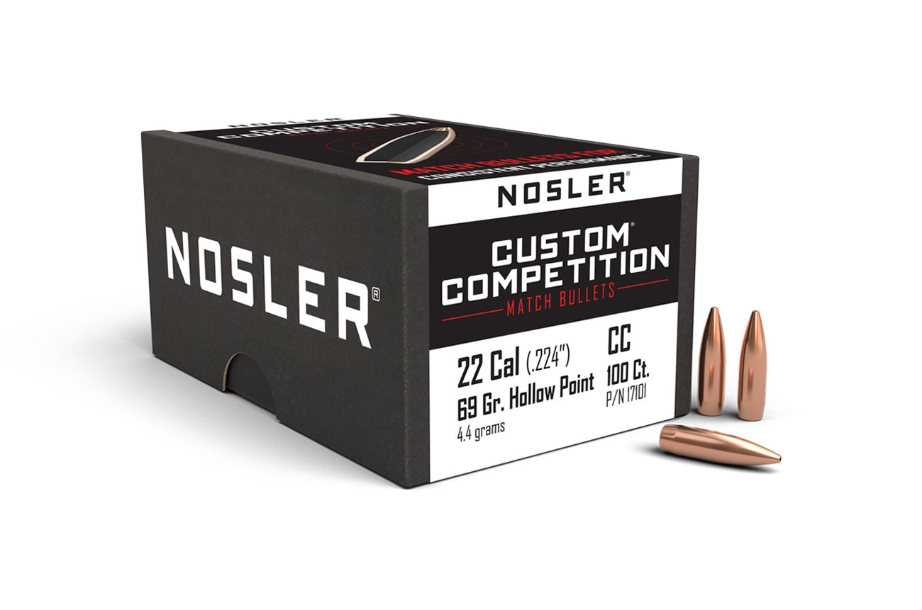 Nosler Custom Competition 22 Cal (.224 Dia.) 69 Gr HPBT Box of 100 ...
